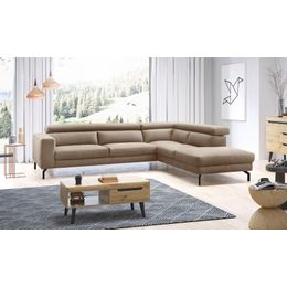 Ecksofa Home Affaire, B:305cm H:76cm T:233cm, beige, Bezug: Luxus-Mikrofaser (100%Polyester);Bezug: NaturLEDER, Wohnzimmer, Sofas, "Olanta, modern