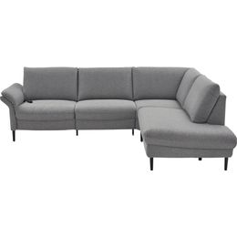 Ecksofa Home Affaire, B:265cm H:85cm T:223cm, grau, 94% Polyester, 6% Nylon, Wohnzimmer, Sofas, "Sarsina: mit Tonnentaschen-Federkern, perfekt zum