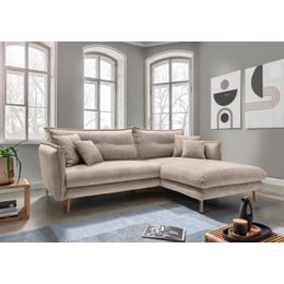 Ecksofa Home Affaire, B:255cm H:94cm T:180cm, beige, 100% Polyester, Wohnzimmer, Sofas, "Lazio modern und bequem, schmale Armlehnen, tolle