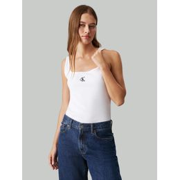 Damen Tanktop "CK RIB TANK TOP", wei&szlig;, Basic, Gr. L, Calvin Klein Jeans, unifarben, Feinripp, Obermaterial: 94% Baumwolle, 6% Elasthan, Tops, mit
