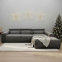 Ecksofa DOMO collection, B:285cm H:80cm T:175cm, grau, Luxus-Microfaser in Antikleder-Optik (100% Polyester);Luxus-Microfaser (100%
