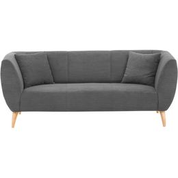 3-Sitzer Home Affaire, B:208cm H:83cm T:88cm, grau, 100% Polyester, Sofas, zwei verschiedene Fu&szlig;farben w&auml;hlbar