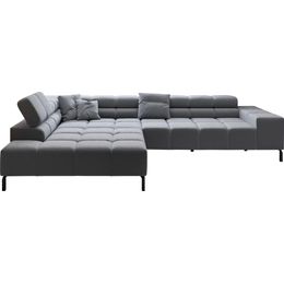 Ecksofa Home Affaire, B:321cm T:216cm, grau, 100% Polyester, Wohnzimmer, Sofas, "Ancona New, wahlweise motorische Sitztiefenverstellung, auch in