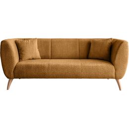 3-Sitzer Home Affaire, B:208cm H:83cm T:88cm, gold, 100% Polyester, Sofas, zwei verschiedene Fu&szlig;farben w&auml;hlbar