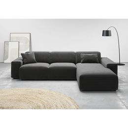 Ecksofa Home Affaire, B:294cm H:71cm T:191cm, grau, 95% Polyester, 5% Nylon, Wohnzimmer, Sofas, "Glimminge auch in Breitcord, Feincord, Boucl&eacute; + Easy