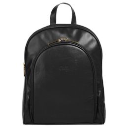 CLUTY Damen Cityrucksack, schwarz, Leder, Rindsleder, unifarben, Rucksäcke, echt Leder, Made in Italy