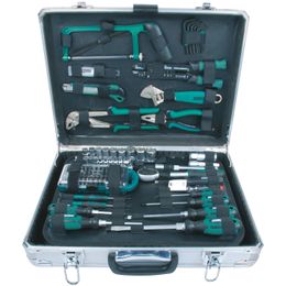 Br&uuml;der Mannesmann Werkzeugset "Alu-Werkzeugkoffer", B:35cm H:13,5cm, gr&uuml;n, BR&Uuml;DER MANNESMANN WERKZEUGE, Werkzeugsets, 124-teilig