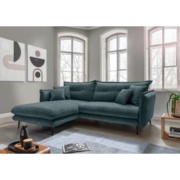 Ecksofa Home Affaire, B:255cm H:94cm T:180cm, blau, 100% Polyester, Wohnzimmer, Sofas, "Lazio modernes Design, bequem, schmale Armlehnen, OTTOs