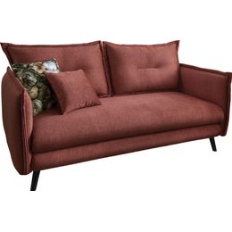 3-Sitzer Home Affaire, B:183cm H:97cm T:110cm, orange, 100% Polyester;Wendekissen: 100% Polyester, Sofas, "Lazio", inklusive 1 Stk. Wende- und 1 Stk.