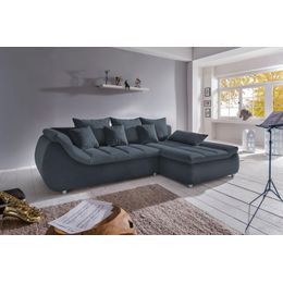 Ecksofa Home Affaire, B:270cm H:90cm T:170cm, blau, Microfaser PRIMABELLE (100% Polyester) / Struktur (82% Polyester, 9% Viscose, 7% Baumwolle, 2%