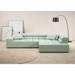 Ecksofa Home Affaire, B:319cm H:70cm T:215cm, grün, Struktur (85% Polyester, 15% Viskose);Luxus-Microfaser weich (98% Polyester, 2% Nylon);Velours