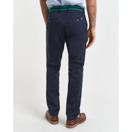 Gant Herren Chinohose "SLIM TWILL CHINOS", blau, Gr. 33, Twill, Obermaterial: 98% Baumwolle, 2% Elasthan, Hosen, mit gefütterten Seitentaschen