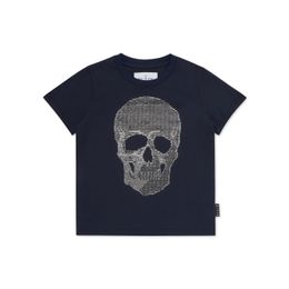 Philipp Plein Jungen T-Shirt "Skull Mit Schmucksteinen"14, dunkelblau, Gr. 6, Obermaterial: 100% Baumwolle, Shirts