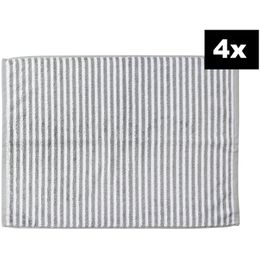 Badematte done., H:5mm, silber, Baumwolle, Badematten, "DAILY SHAPES Stripes 4er-Set", Badvorleger aus 100% Baumwolle, Jacquardgewebt