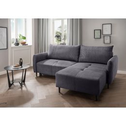 Ecksofa Home Affaire, B:238cm T:174cm, grau, 100% Polyester, Wohnzimmer, Sofas, "Mara, L-Form, aktueller Cord Bezug und tolle Farben, schmale