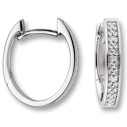 ONE ELEMENT Damen Paar Creolen "0.02 ct Diamant Brillant Ohrringe Creolen aus 585 Wei&szlig;gold", Damen, 0,02 mit Diamant, Diamanten Gold Wei&szlig;gold 585,