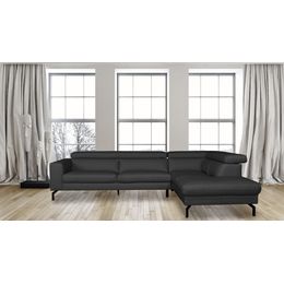 Ecksofa Home Affaire, B:305cm H:76cm T:233cm, schwarz, Bezug: Luxus-Mikrofaser (100%Polyester);Bezug: NaturLEDER, Wohnzimmer, Sofas, "Olanta, modern