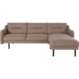 Ecksofa Home Affaire, B:239cm H:81cm T:166cm, grau, Struktur weich (100% Polyester);Luxus-Microfaser Lederoptik (100% Polyester);100% NaturLEDER,