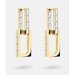 Damen Paar Creolen "Schmuck Edelstahl Ohrringe The Festive Mini Link Sparkle", 14mm, Edelstahl, gold, Liebeskind Berlin, Edelstahl, Ohrringe, mit
