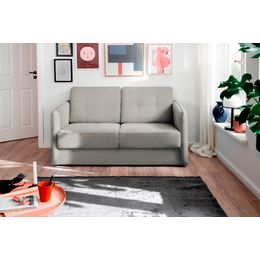 Schlafsofa Home Affaire, B:147cm H:89cm T:87cm, grau, 100% Polyester, Wohnzimmer, Sofas, "Milano", zwei einzeln ausziehbare Liegefunktionen