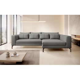 Ecksofa Home Affaire, B:284cm H:82cm T:172cm, grau, 100% Polyester, Wohnzimmer, Sofas, "Cross, mit softem Sitz, L-Form, wendbare Zierkissen, Breite