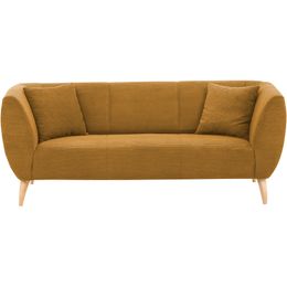 3-Sitzer Home Affaire, B:208cm H:83cm T:88cm, gold, 100% Polyester, Sofas, zwei verschiedene Fu&szlig;farben w&auml;hlbar