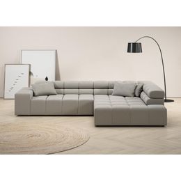 Ecksofa Home Affaire, B:319cm H:70cm T:215cm, grau, Struktur (85% Polyester, 15% Viskose);Luxus-Microfaser weich (98% Polyester, 2% Nylon);Velours