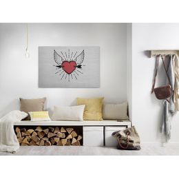 A.S. Cr&eacute;ation Leinwandbild A.S. CR&Eacute;ATION, B:90cm H:60cm, rot, Holz, Stahl, Wohnzimmer, Bilder, "tattoo you", Keilrahmen Bild Herz Leinwand-Bild Wohnzimmer modern