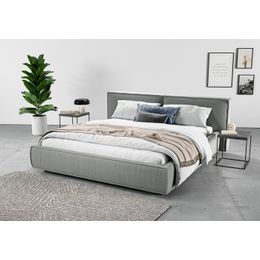 Polsterbett Home Affaire, B:202cm H:91cm L:250cm, grau, 100% Polyester, Betten, "Adrina mit Biesenoptik, Feincord und Luxus-Microfaser", bis 280kg,