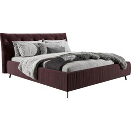 Polsterbett Home Affaire, B:196cm H:105cm L:254cm, rot, 100% Polyester, Betten, "Elloree, in 4 Breiten bis 200cm, auch in Leder", Kopfteilhöhe 105