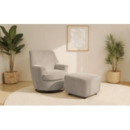 Drehsessel Home Affaire, B:78cm H:93cm T:88cm, grau, 100% Polyester, Sessel, "HETTY, Drehsessel mit Wippfunktion und Hocker; Lesesessel, Armsessel",