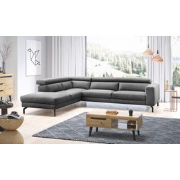 Ecksofa Home Affaire, B:305cm H:76cm T:233cm, grau, Bezug: Luxus-Mikrofaser (100%Polyester);Bezug: NaturLEDER, Wohnzimmer, Sofas, "Olanta, modern und