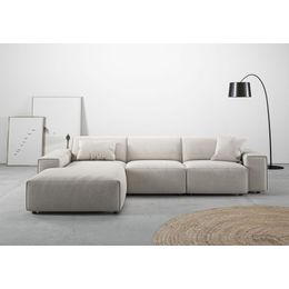 Ecksofa Home Affaire, B:294cm H:71cm T:191cm, beige, 100% Polyester, Wohnzimmer, Sofas, "Glimminge auch in Breitcord, Feincord, Boucl&eacute; + Easy