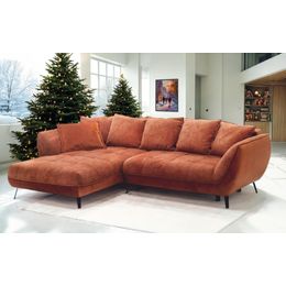 Ecksofa, B:282cm H:91cm T:187cm, braun, exxpo - SOFA FASHION, Wohnzimmer, Sofas, "Midway mit einfacher Easy-Lift-Bettfunktion, bodenfrei und modern",