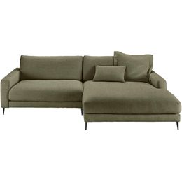 Ecksofa Home Affaire, B:272cm H:84cm T:190cm, grün, 100% Polyester, Wohnzimmer, Sofas, "Downtown, B/T/H: 272/190/84 cm L-Form", weicher Sitzkomfort