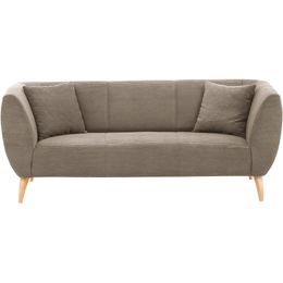 3-Sitzer Home Affaire, B:208cm H:83cm T:88cm, grau, 100% Polyester, Sofas, zwei verschiedene Fu&szlig;farben w&auml;hlbar