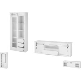 Wohnwand Home Affaire, B:309cm H:200cm T:43cm, wei&szlig;, Holzwerkstoff, Wohnzimmer, Kastenm&ouml;bel-Sets, "Daytona, moderne Anbauwand, Wohnzimmer-Set in Wei&szlig;