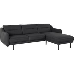 Ecksofa Home Affaire, B:239cm H:81cm T:166cm, schwarz, Struktur weich (100% Polyester);Luxus-Microfaser Lederoptik (100% Polyester);100% NaturLEDER,