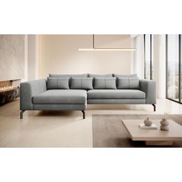 Ecksofa Home Affaire, B:284cm H:82cm T:172cm, grau, 100% Polyester, Wohnzimmer, Sofas, "Cross, mit softem Sitz, L-Form, wendbare Zierkissen, Breite