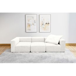 3-Sitzer Home Affaire, B:301cm H:69cm T:108cm, wei&szlig;, 95% Polyester, 5% Nylon, Sofas, "Utvik bestehend aus 2 Eck- und 1 Mittelelement", einzelne