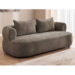 3-Sitzer Home Affaire, B:202cm H:78cm T:122,5cmbraun, 100% Polyester, Sofas, "LUSSAC 3-Sitzer Design-Sofa mit Zierkissen, Ma&szlig;e B/T/H: 202/123/78 cm"