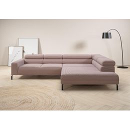 Ecksofa Home Affaire, B:312cm H:71cm T:219cm, rosa, 95% Polyester, 5% Nylon, Wohnzimmer, Sofas, "Antonelli, L-Form, inkl. Kopfteilverstellung, Breite
