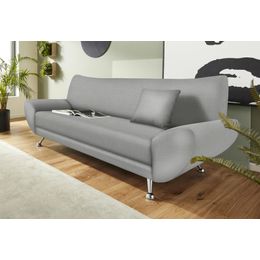 3-Sitzer Home Affaire, B:205cm H:78cm T:82cm, grau, Kunstleder SOFTLUX;Luxus-Microfaser ALCAZAR (100% Polyester);Feinstruktur (100% Polyester),