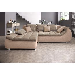 Ecksofa Home Affaire, B:270cm H:90cm T:170cm, braun, Microfaser PRIMABELLE (100% Polyester) / Struktur (82% Polyester, 9% Viscose, 7% Baumwolle, 2%