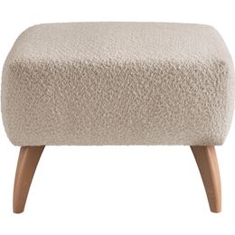Polsterhocker Home Affaire, B:66cm H:44cm T:66cm, beige, 100% Polyester, Hocker, "Colori", Holzfu&szlig;farbe w&auml;hlbar, verschiedene Stoffe, hochwertige
