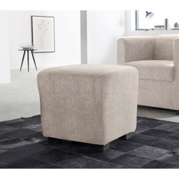 Hocker Home Affaire, B:46cm H:43cm T:46cm, beige, Luxus-Microfaser (92% Polyester, 8% Nylon);Struktur fein ( 100% Polyester);Struktur in