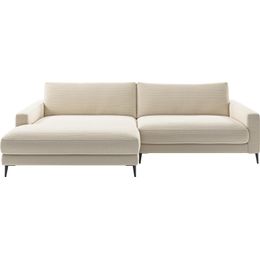 Ecksofa Home Affaire, B:272cm H:84cm T:190cm, beige, 100% Polyester, Wohnzimmer, Sofas, "Downtown, B/T/H: 272/190/84 cm L-Form", weicher Sitzkomfort