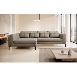 Ecksofa Home Affaire, B:284cm H:82cm T:172cm, beige, 100% Polyester, Wohnzimmer, Sofas, "Cross, mit softem Sitz, L-Form, wendbare Zierkissen, Breite