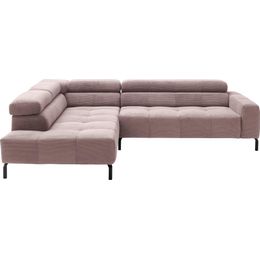 Ecksofa Home Affaire, B:276cm H:71cm T:219cm, rosa, 95% Polyester, 5% Nylon, Wohnzimmer, Sofas, "Claya, L-Form, incl. Kopfteilverstellung, Breite 276