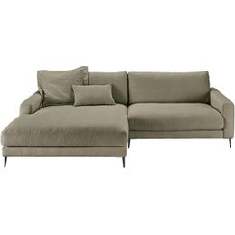 Ecksofa Home Affaire, B:272cm H:84cm T:190cm, grün, 96% Polyester, 4% Polyacry, Wohnzimmer, Sofas, "Downtown, B/T/H: 272/190/84 cm L-Form", weicher